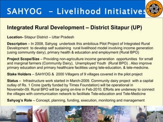 Overview of Sahyog Projects | PPT