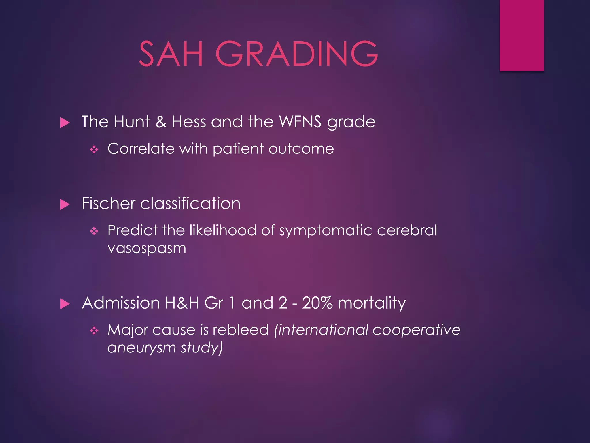 SAH (Subarachnoid Haemorrhage) | PDF