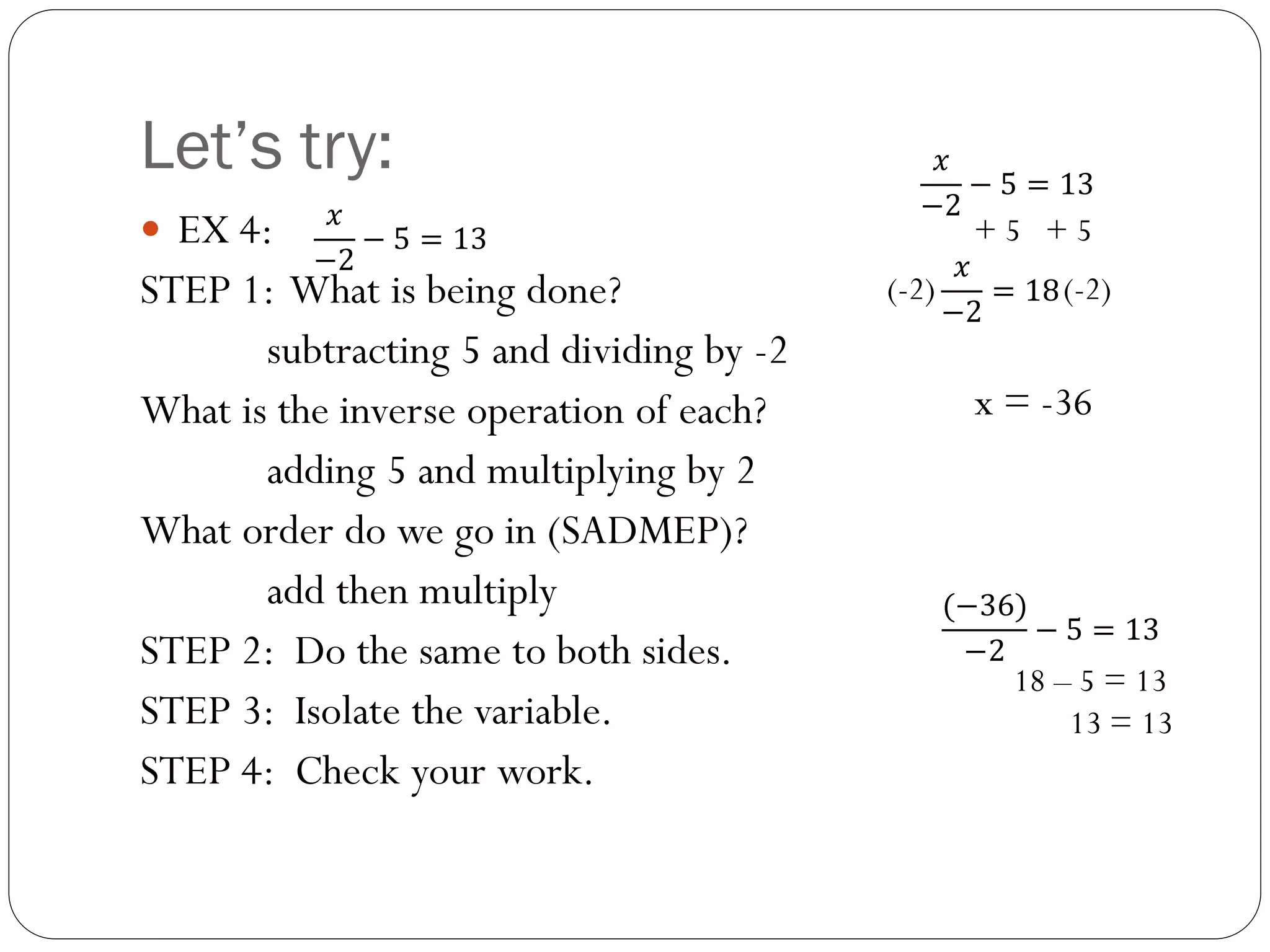 solving equations | PPT