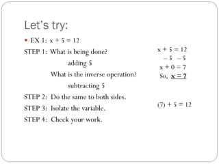 solving equations | PPT