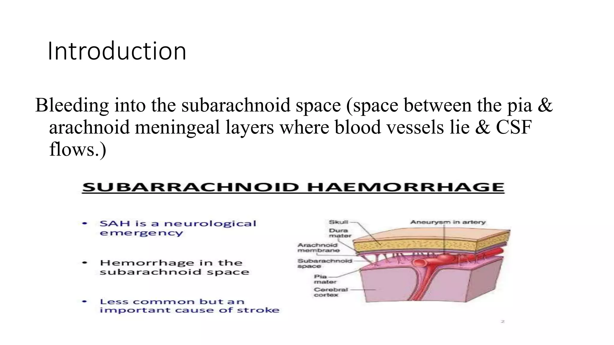 Subarachnoid Haemorrhage Management | PPTX