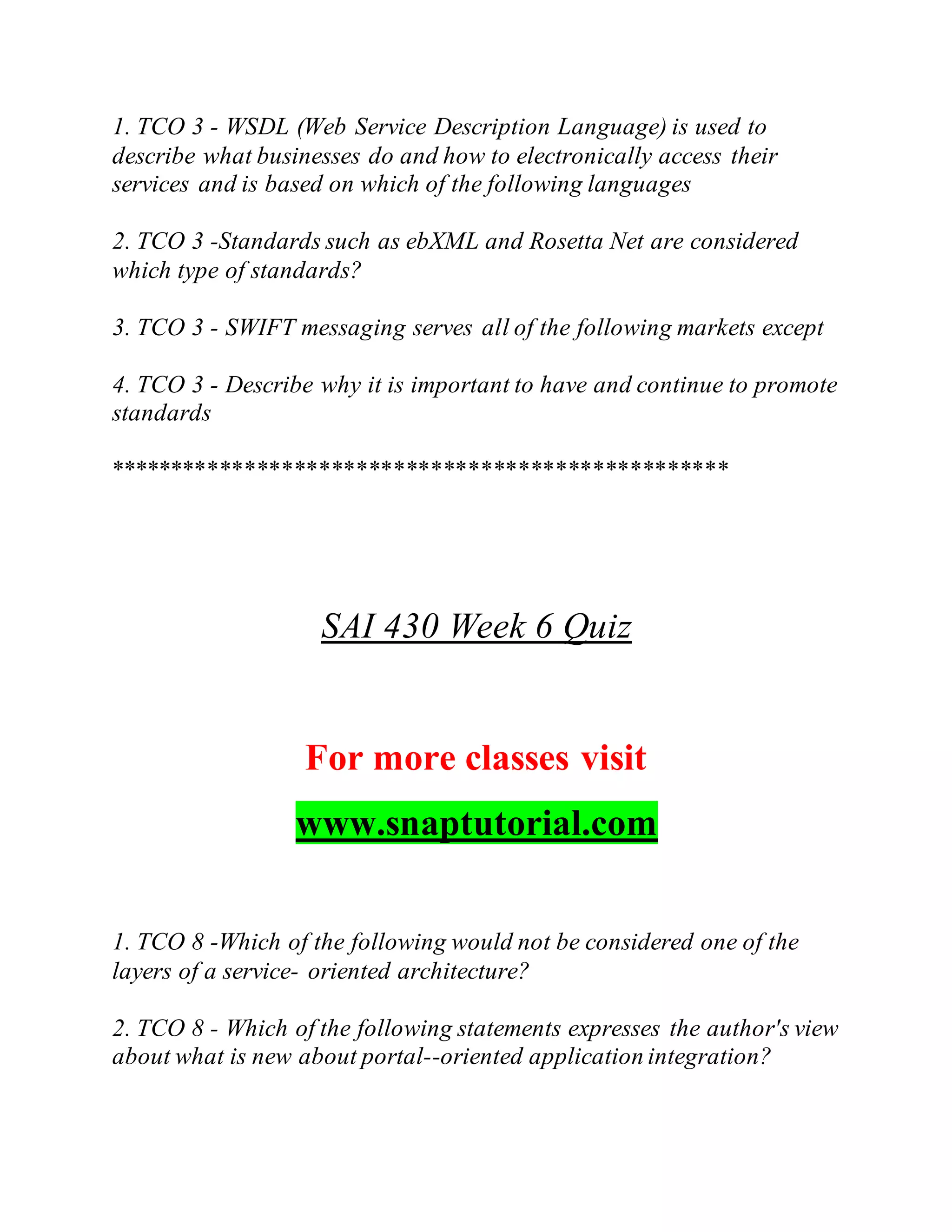 Sai 430 Enhance teaching / snaptutorial.com
