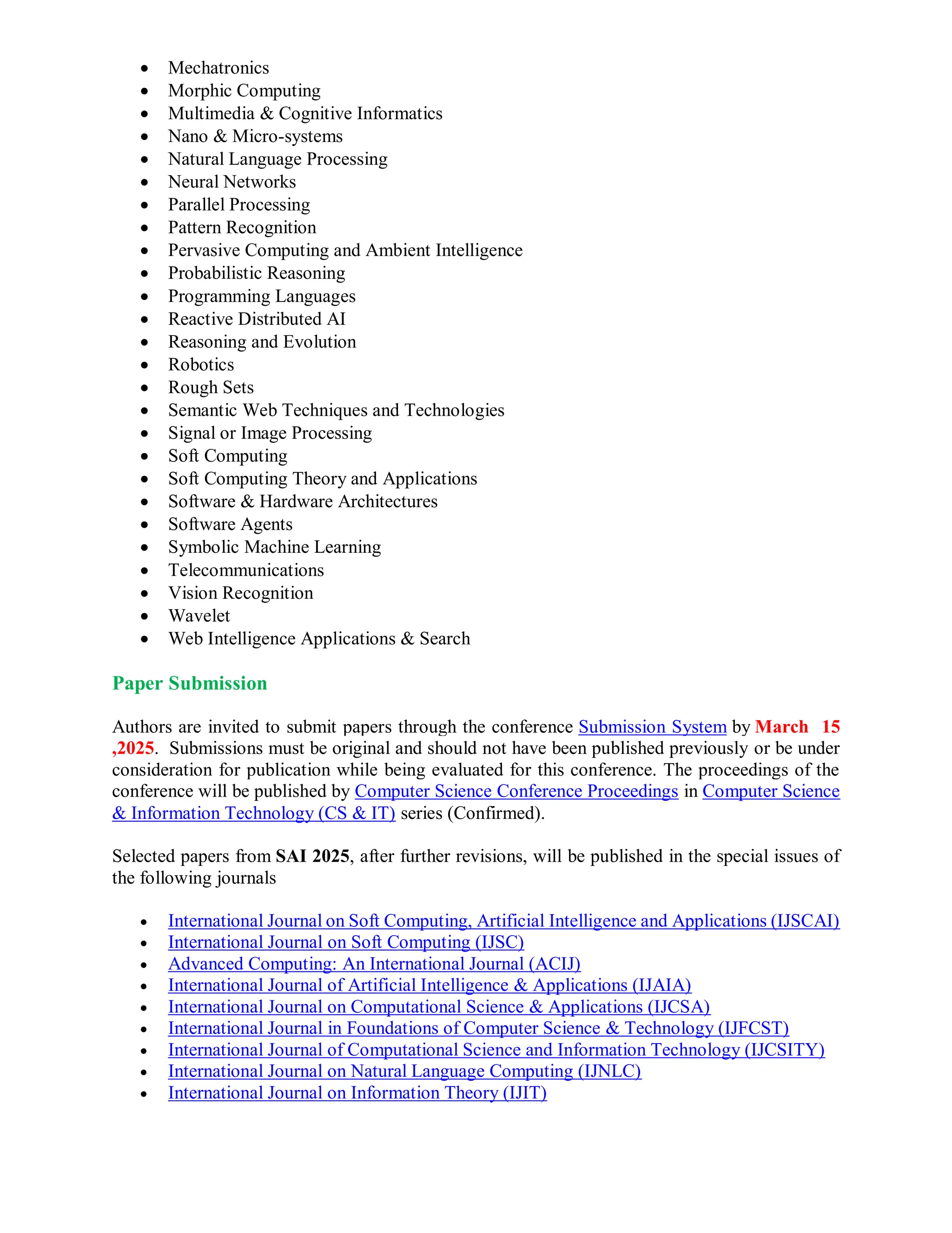 14th International Conference on Soft Computing, Artificial ...