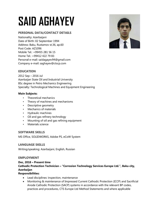 SAID AGHAYEV CV | PDF