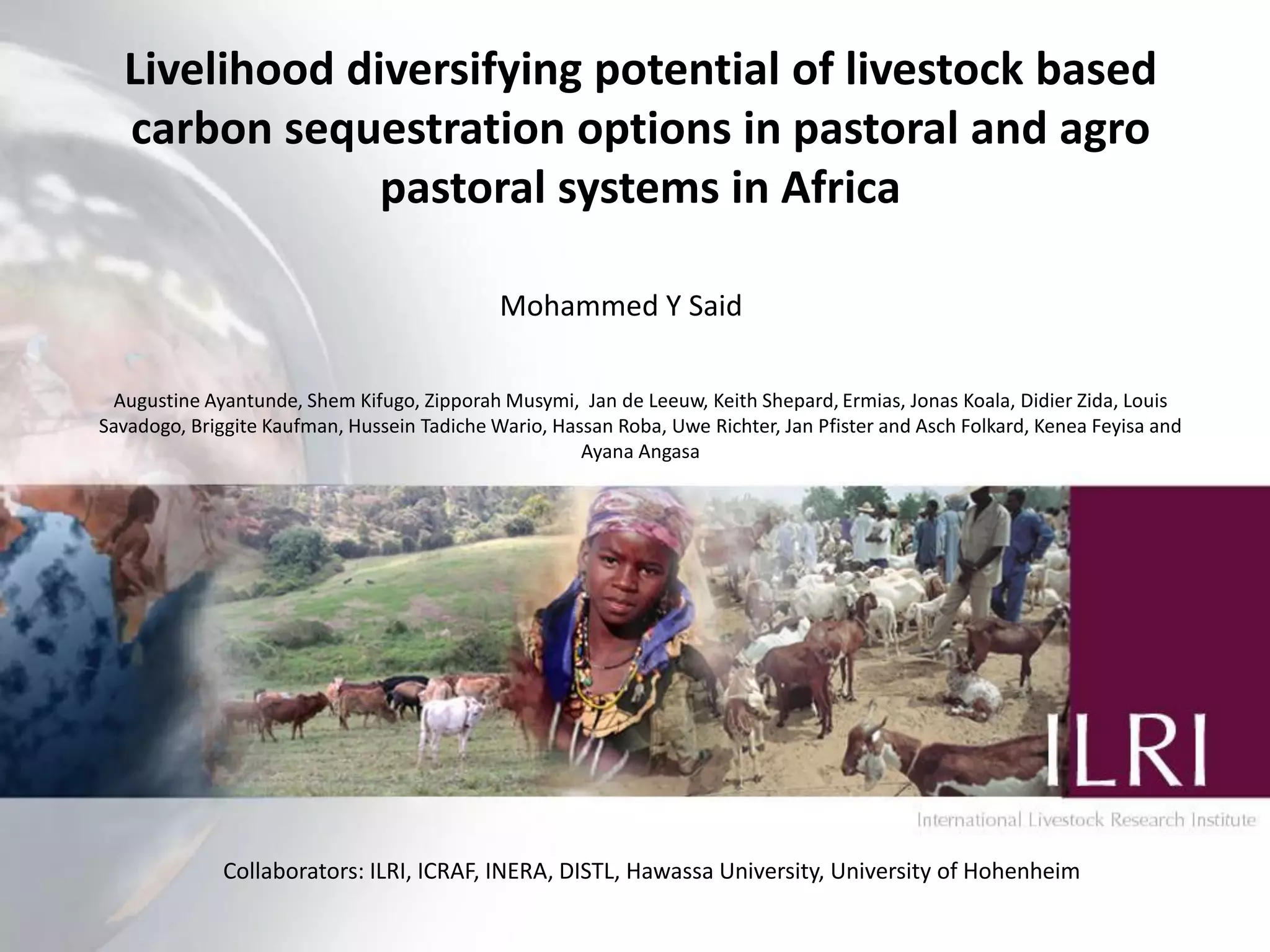 Livelihood diversifying potential of livestock based carbon ...