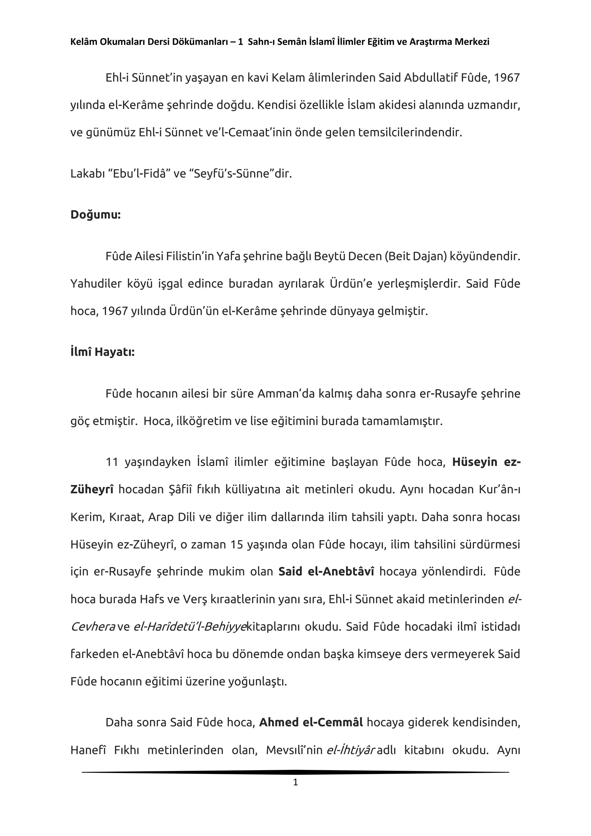 Abdullatif Said Fûde Kimdir? | PDF