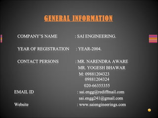 Sai engineering company profile j 355 | PPT