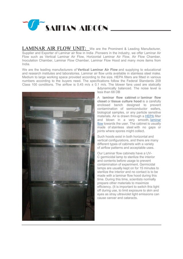AIR HANDLING UNIT AND AIR FILTER By Saifian Aircon | PDF