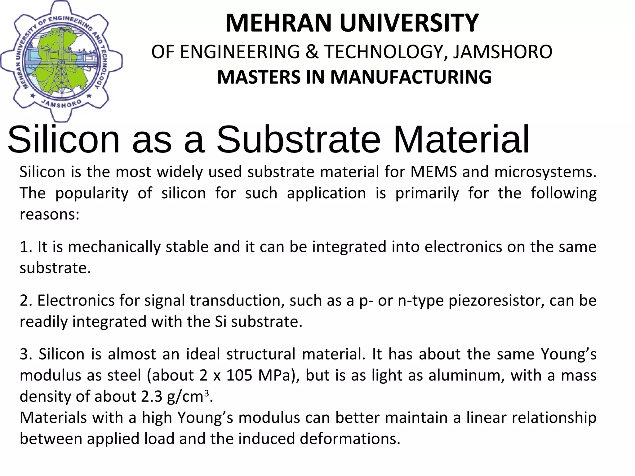 Substrate / wafers and Basic concepts Of Mems & microsystems | PPT