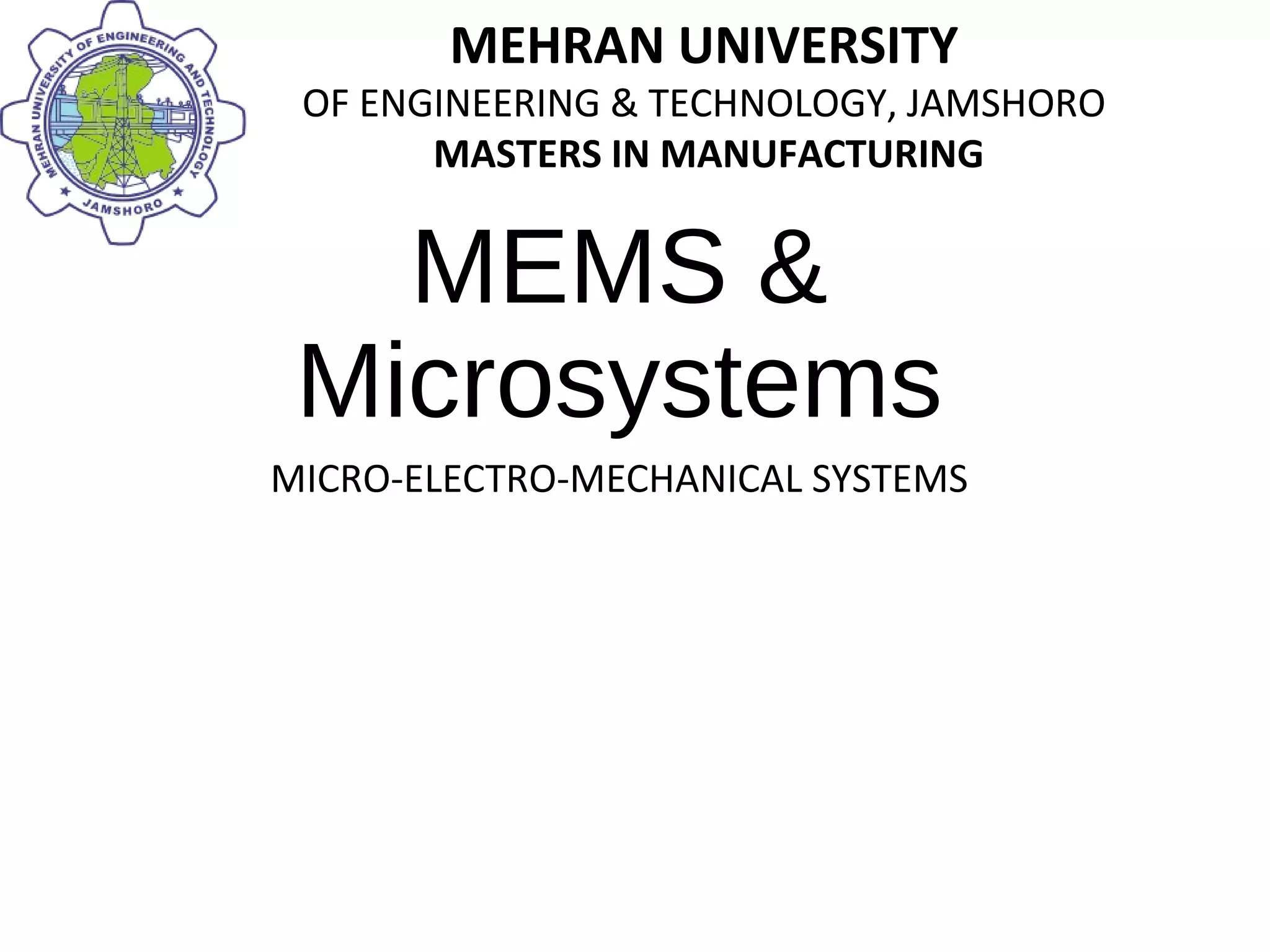 Substrate / wafers and Basic concepts Of Mems & microsystems | PPT