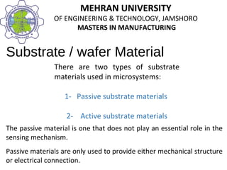 Substrate / wafers and Basic concepts Of Mems & microsystems | PPT