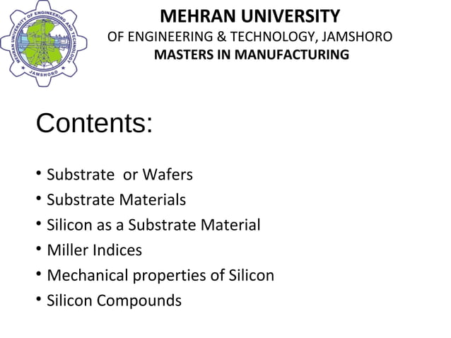 Substrate / wafers and Basic concepts Of Mems & microsystems | PPT
