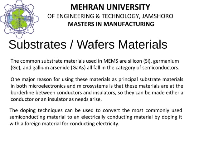 Substrate / wafers and Basic concepts Of Mems & microsystems | PPT