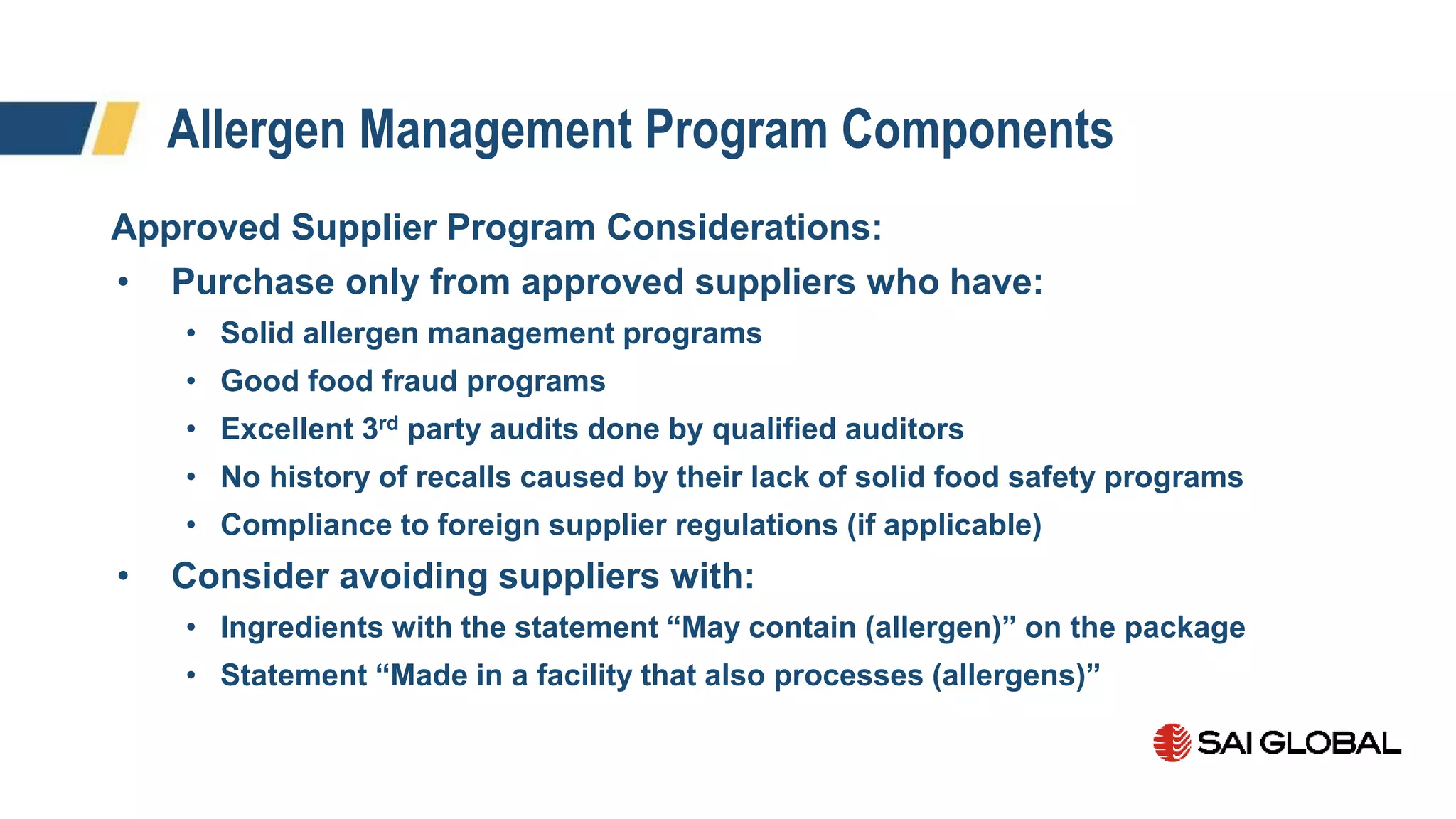 Allergen Management & Recall Readiness | PPTX