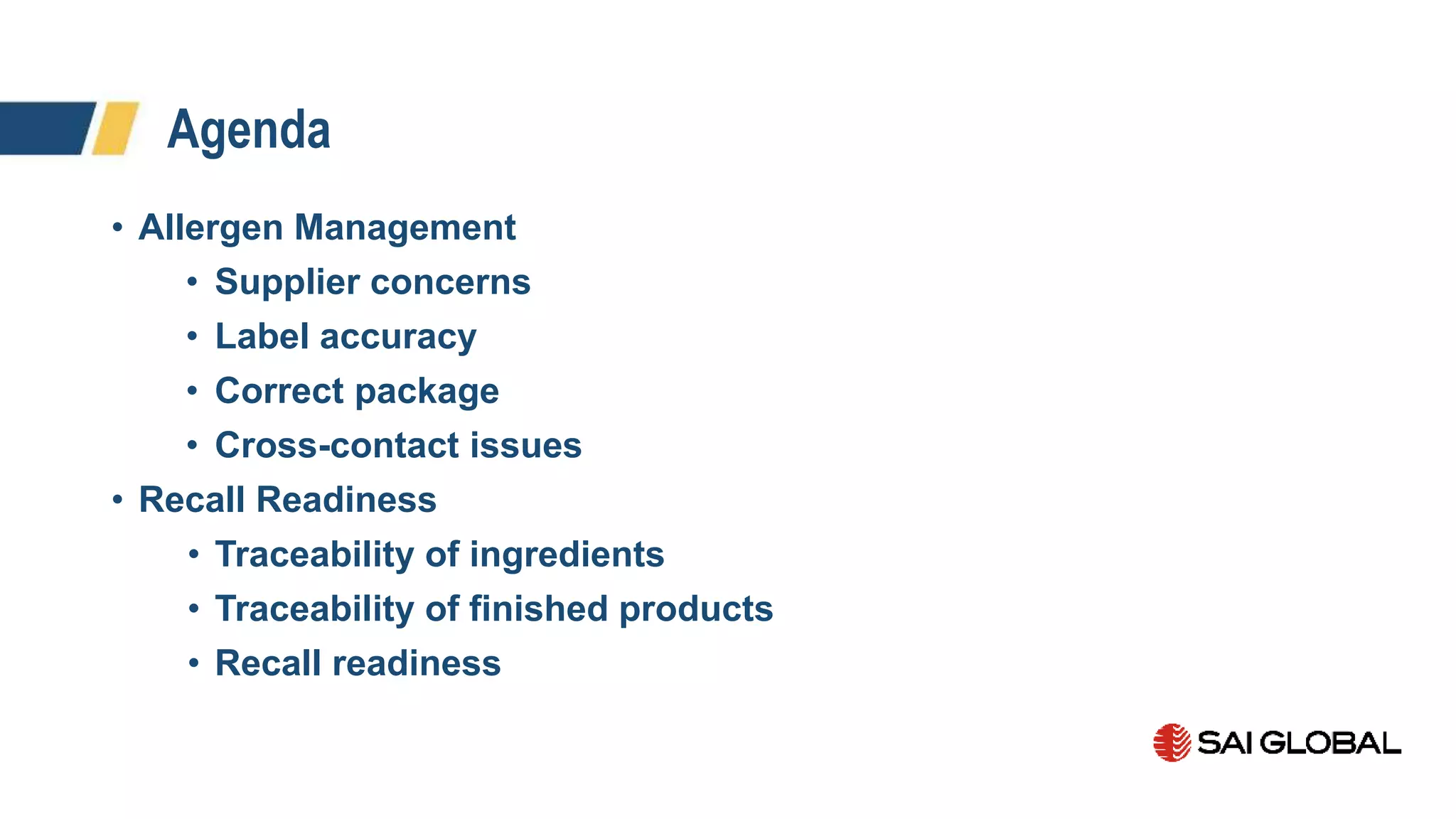 Allergen Management & Recall Readiness | PPTX