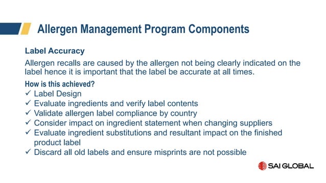 Allergen Management & Recall Readiness | PPTX | Recalls | Consumer Issues
