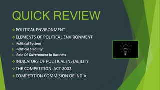 Elements of political environment and competition act 2002 | PPTX