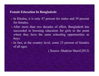 Saikat (1) Role of Government for Female Education in Bangladesh | PDF