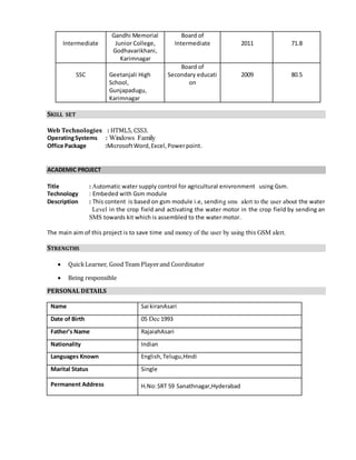 Sai kiran resume(sss) | DOCX