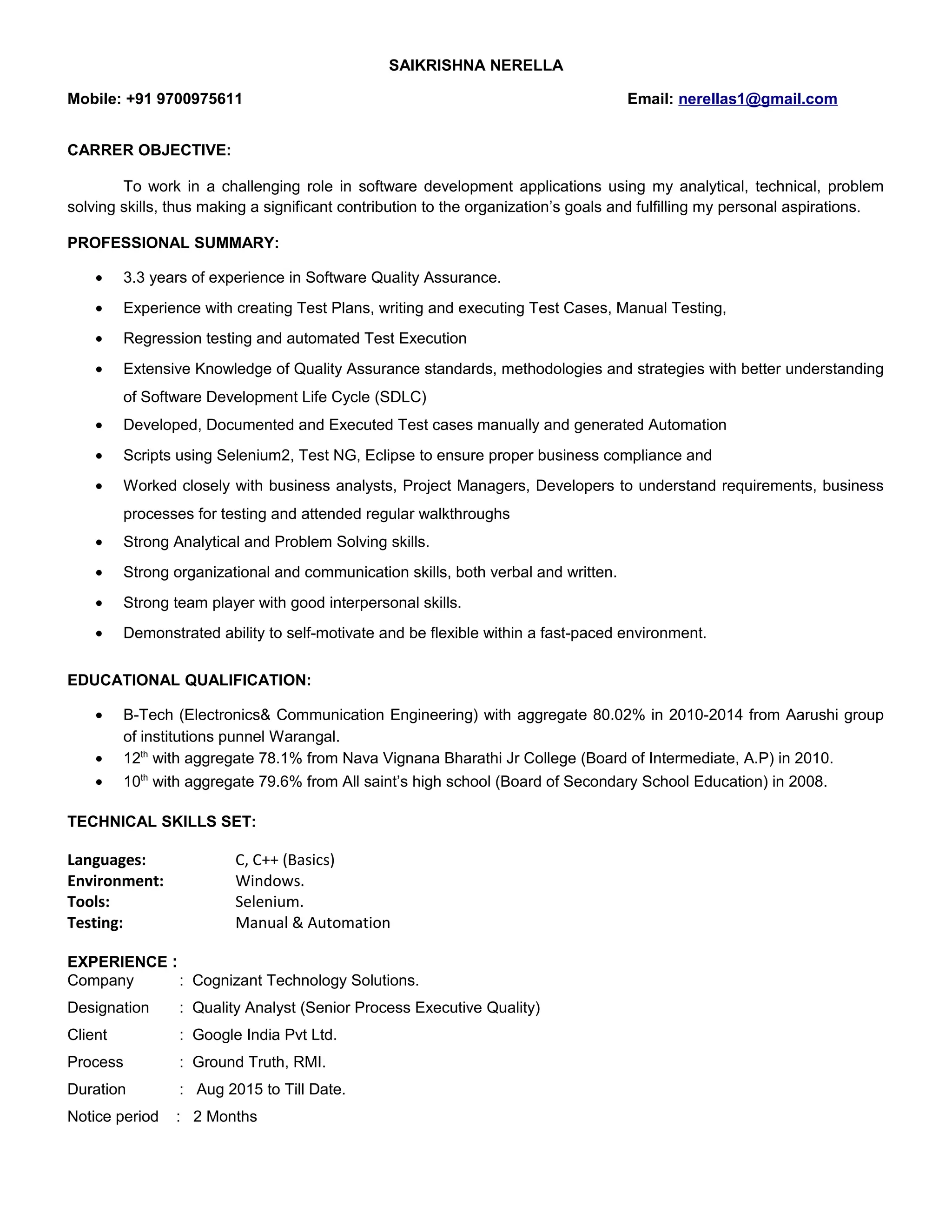 Saikrishna nerella | PDF