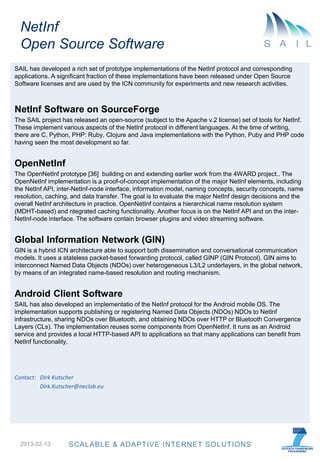 SAIL: demo handout at Future Media Distribution using Information Centric Networks | PDF