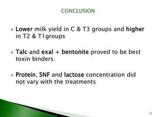 Effect of aflatoxin and toxin binders on milk composition of buffalo | PPTX