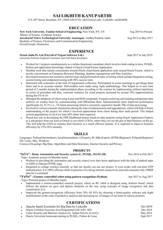 Sai Likhith Kanuparthi's internship resume | PDF