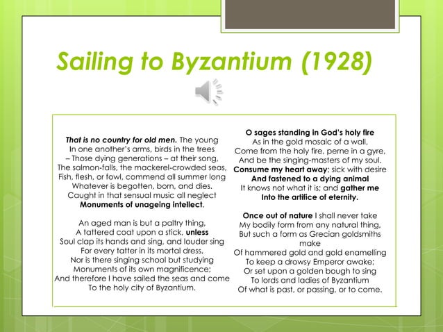 Sailing to byzantium yeats | PPTX | Birds | Pets