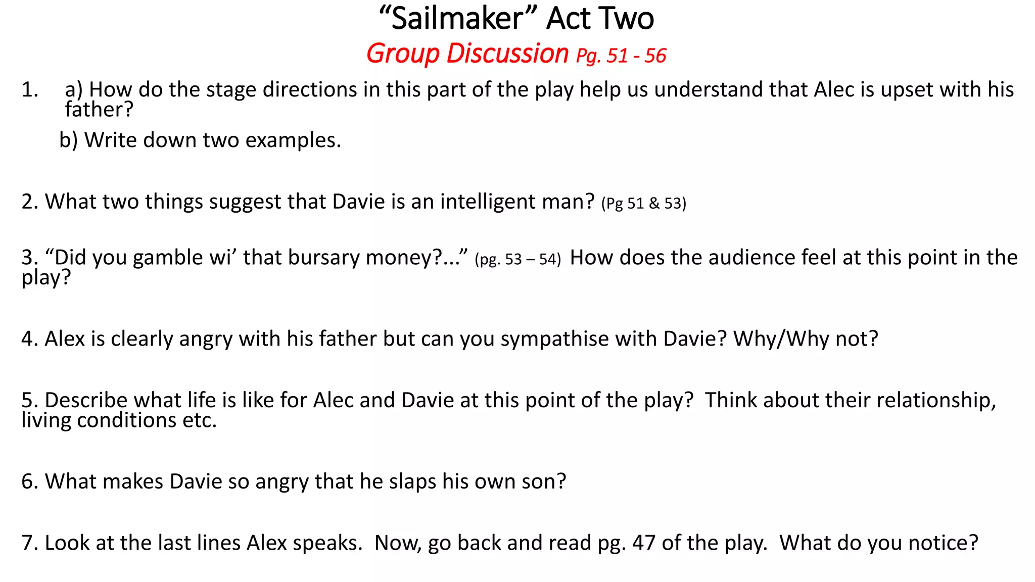 Sailmaker by Alan Spence - National 5 English Scottish Set Text | PPTX ...