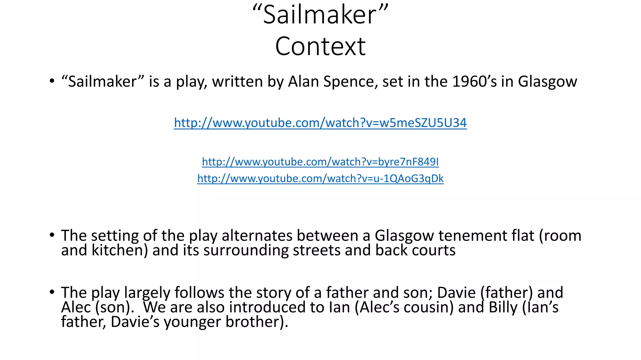 Sailmaker by Alan Spence - National 5 English Scottish Set Text | PPTX