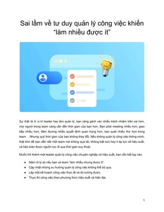 Sai lầm về tư duy quản lý công việc khiến “làm nhiều được ít”.pdf