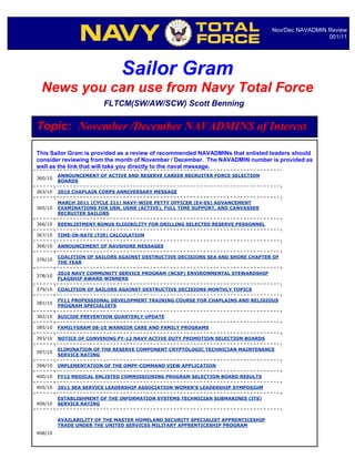 Sailor gram 001 11 nov dec navadmin review | PDF