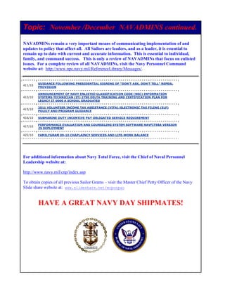 Sailor gram 001 11 nov dec navadmin review | PDF