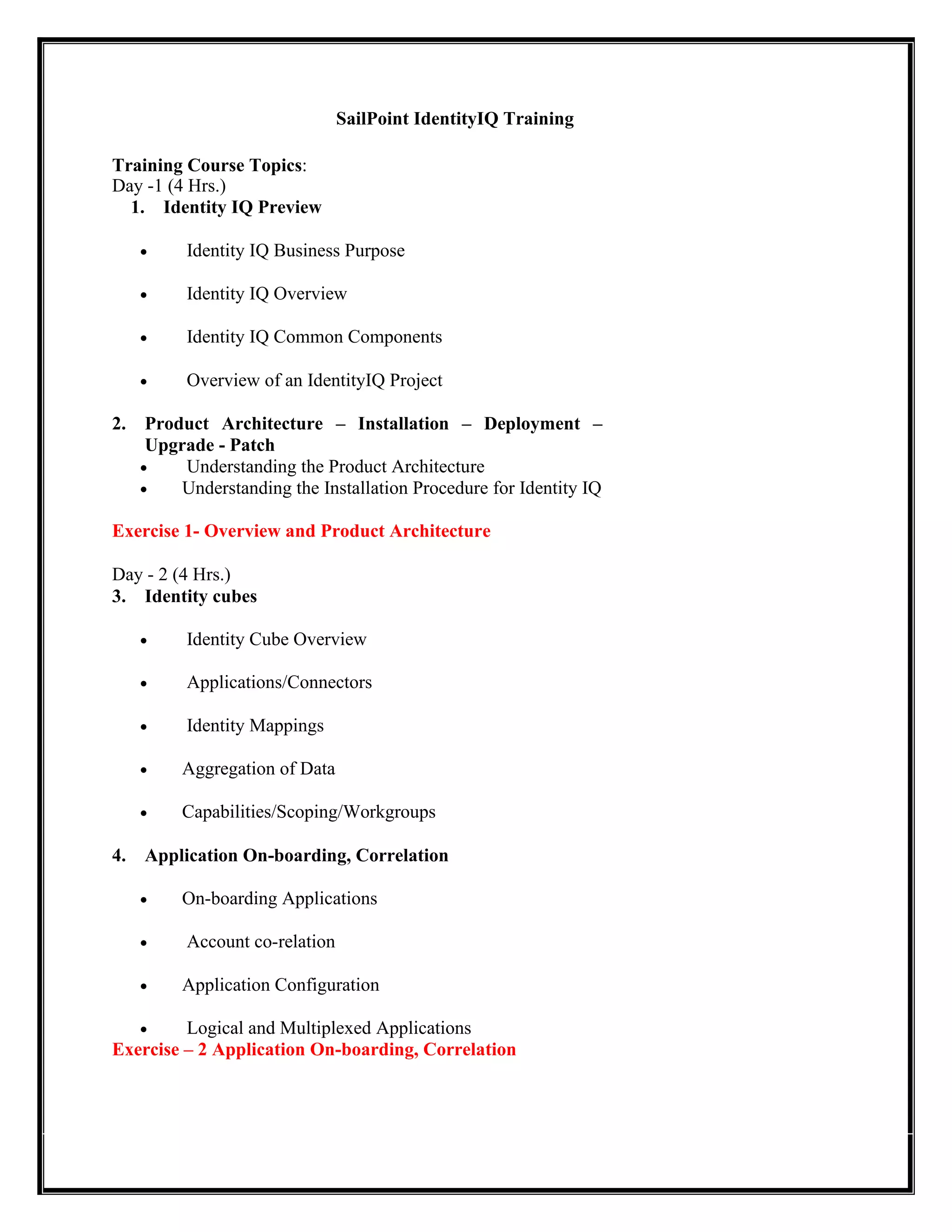 SailPoint IdentityIQ Training Course Content | PDF