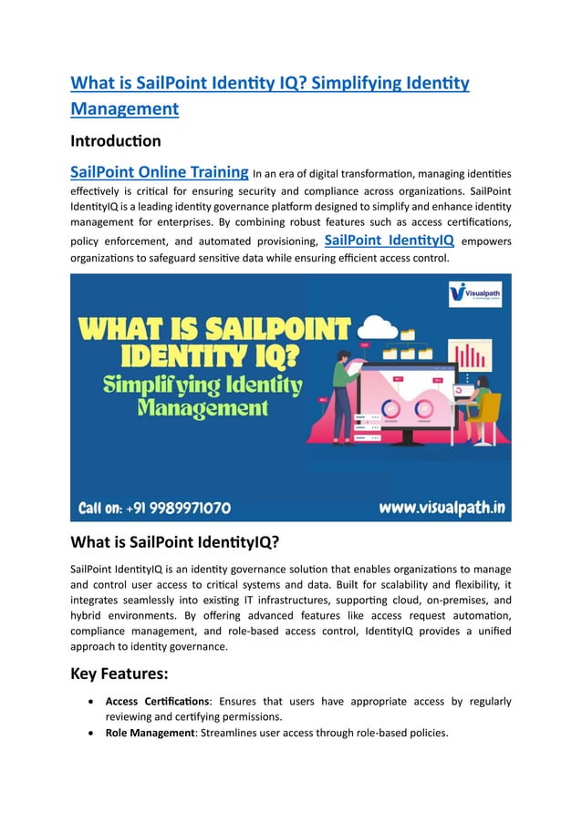 SailPoint Online Training | Sailpoint Course | PDF