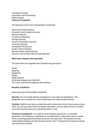 SailPoint VS CyberArk.pdf | Cloud Computing | Internet