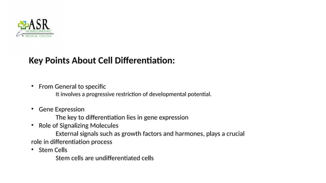 Tissue regeneration cell differentiation and Apoptosis | PPTX