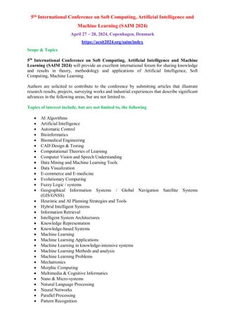 Online Paper Submission - 5th International Conference on Soft Computing, Artificial ...