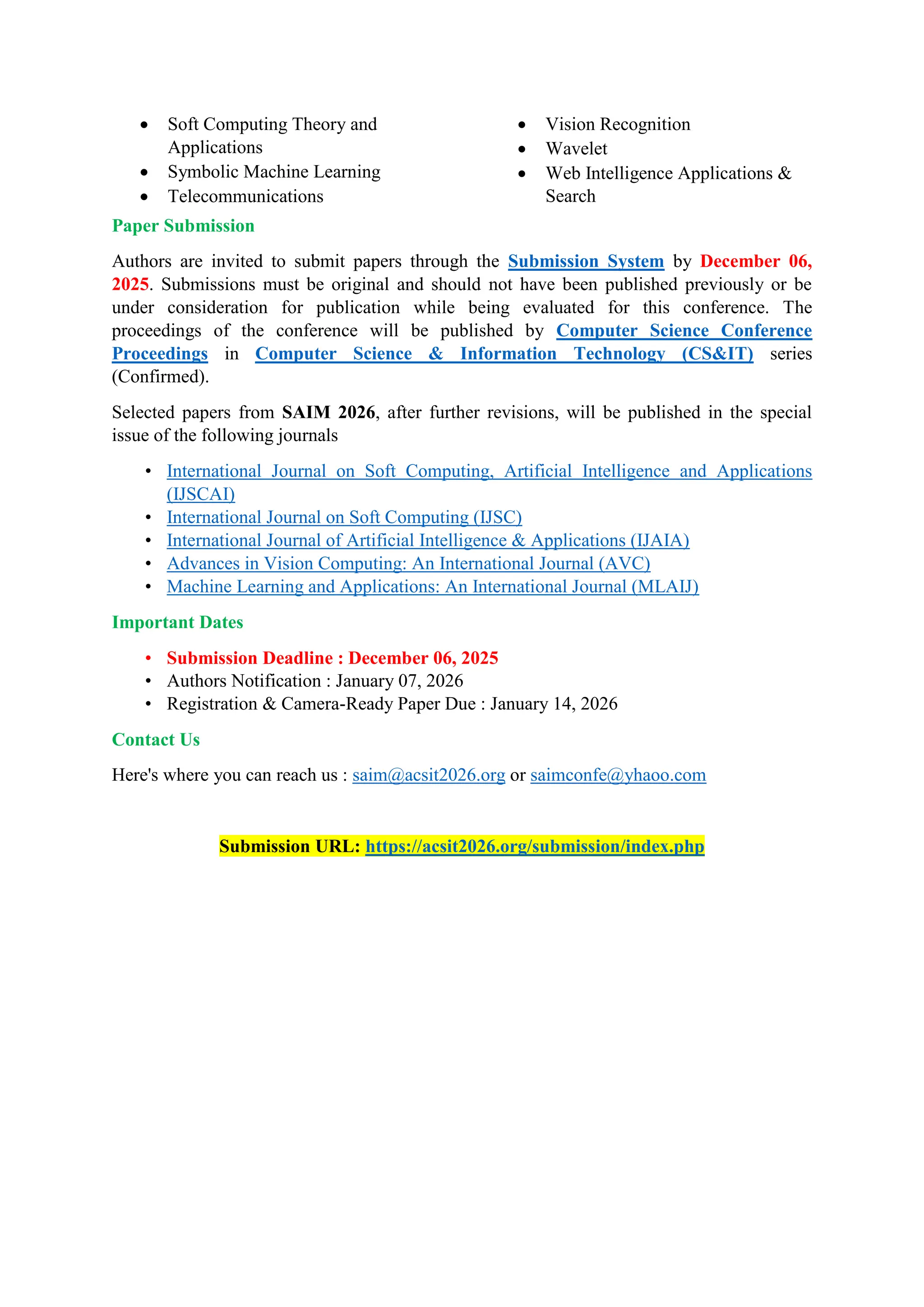 7th International Conference on Soft Computing, Artificial Intelligence and Machine Learning ...