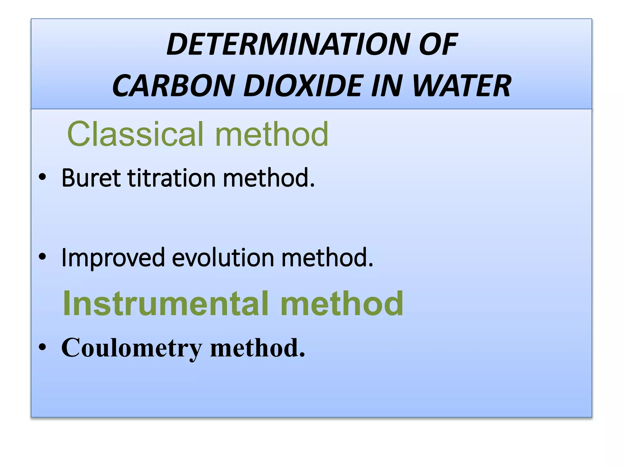 determination of carbon dioxide in water | PPTX