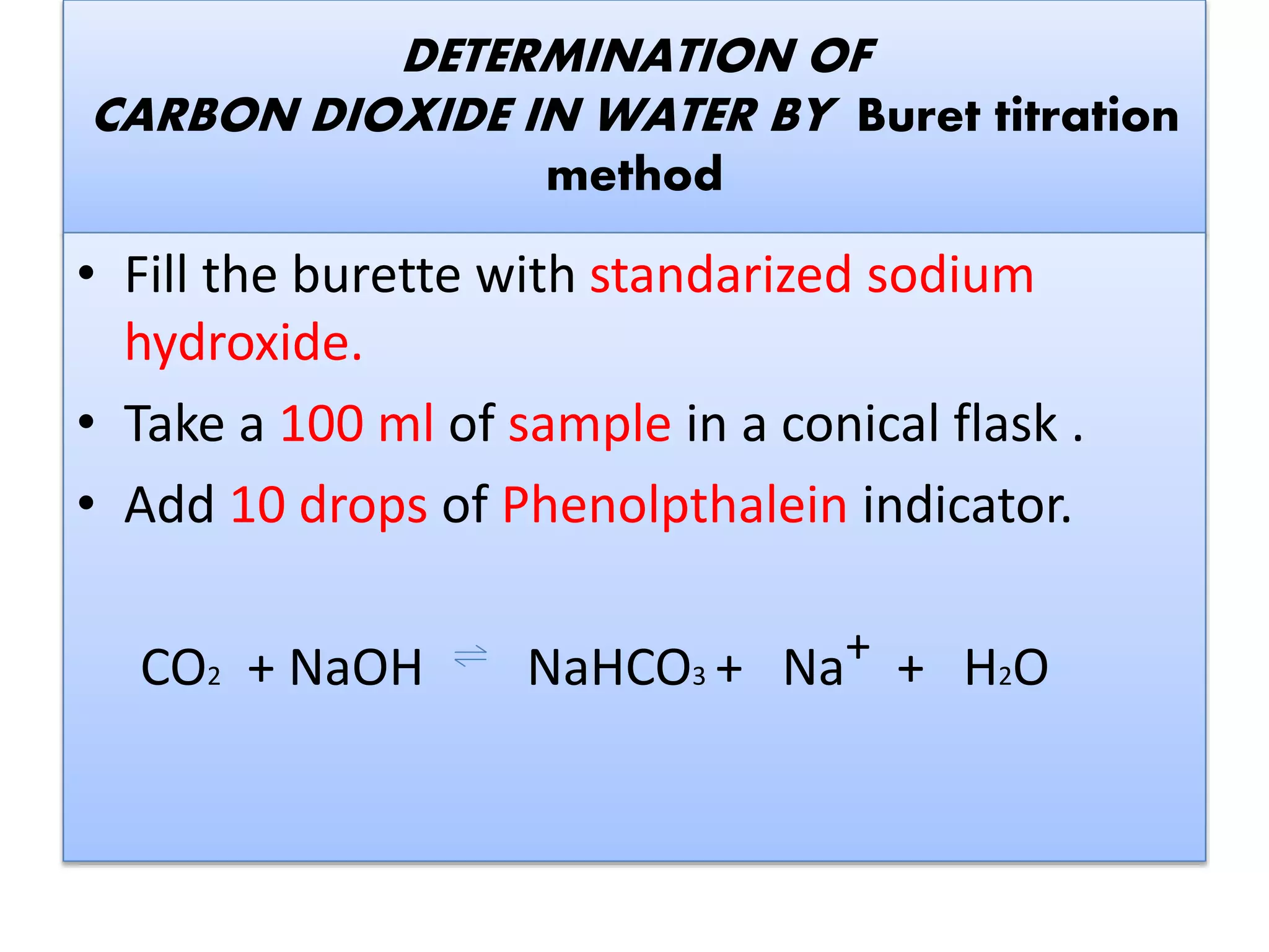determination of carbon dioxide in water | PPTX