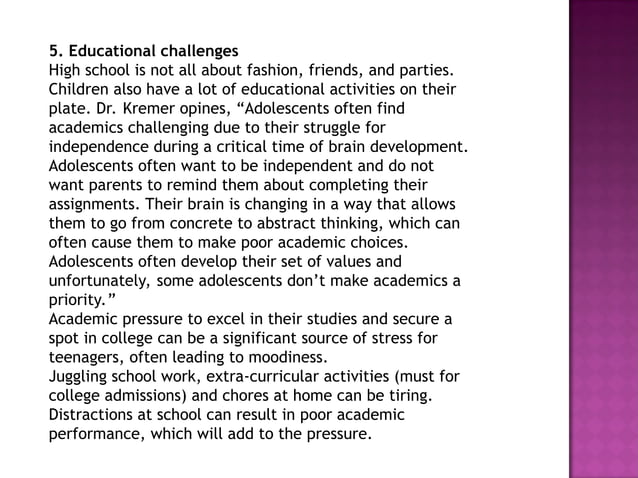 Sai memorial girls school.ppt on Problems and challenges of Adolescence ...