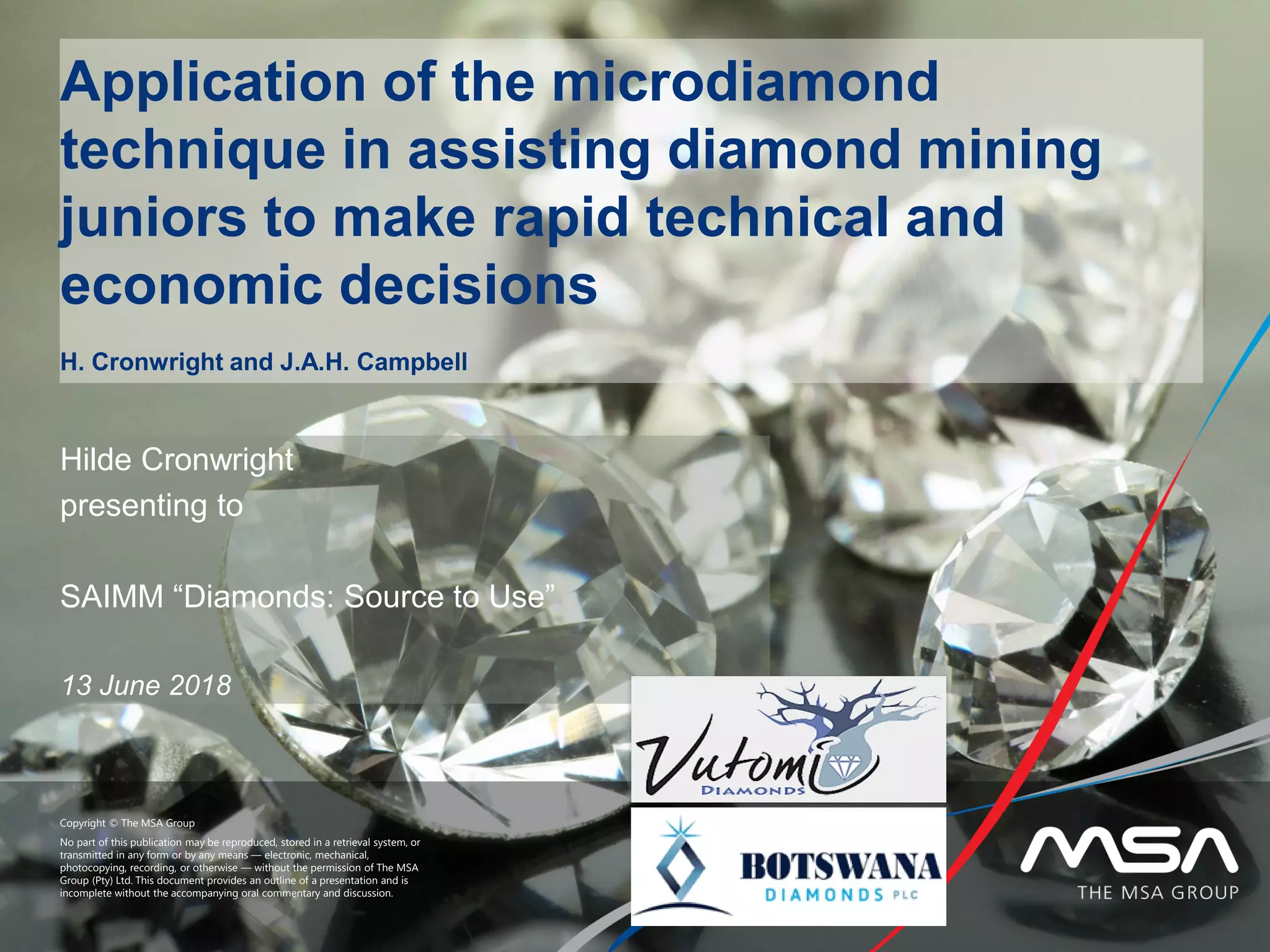 Application of the microdiamond technique in assisting diamond mining ...