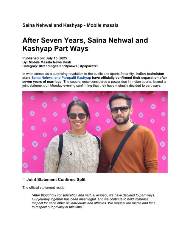 Saina Nehwal and Kashyap - Mobile masala.docx