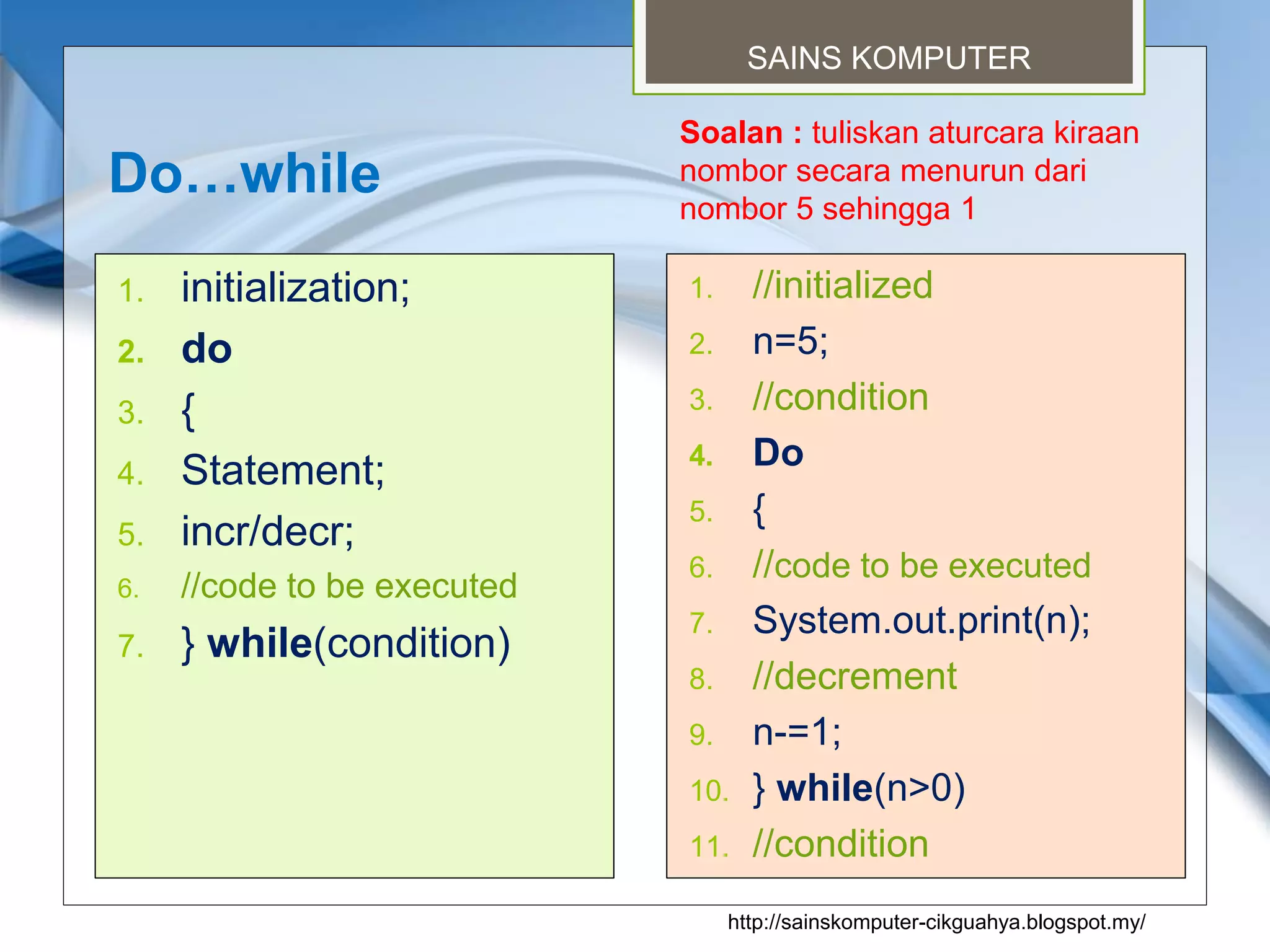 Sains komputer : struktur kawalan | PPTX