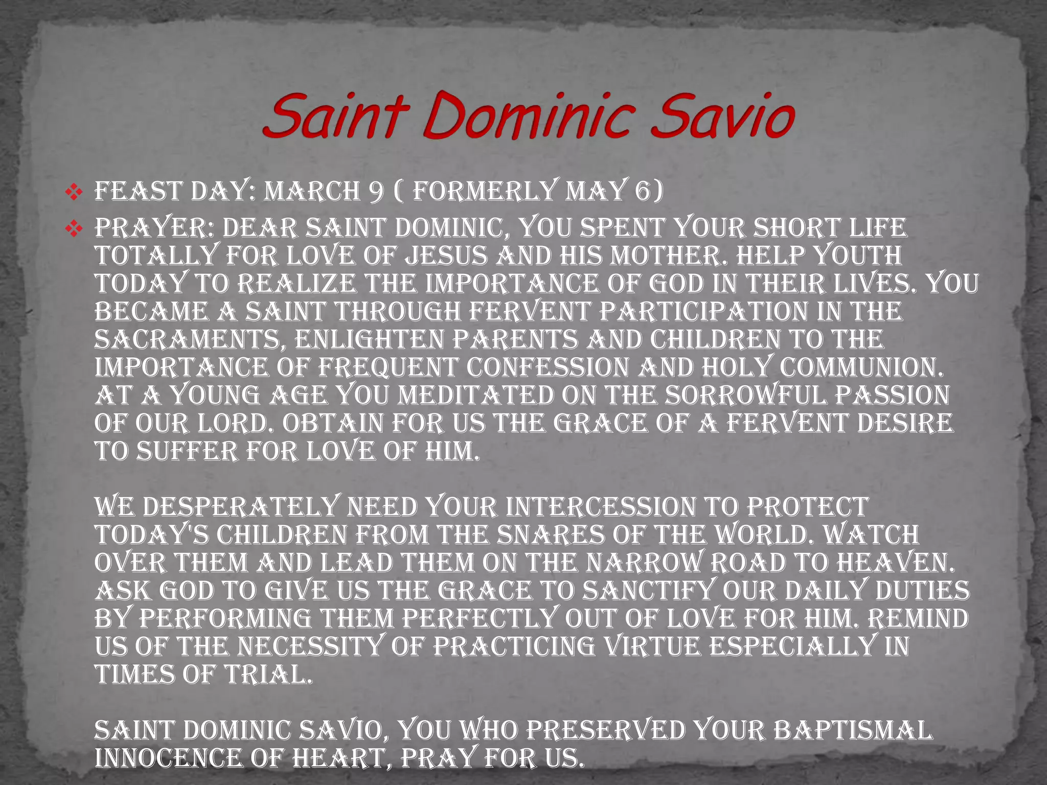 Saint dominic savio | PPTX