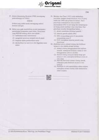 SOAL SBMPTN 2016 TKD SAINTEK KODE 226 | PDF