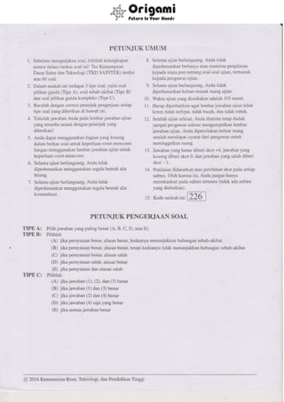 SOAL SBMPTN 2016 TKD SAINTEK KODE 226 | PDF