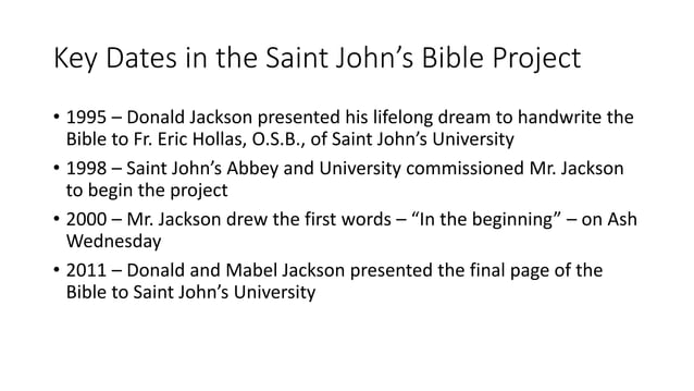 Overview of The Saint John's Bible (Concordia University, Saint Paul) | PPT