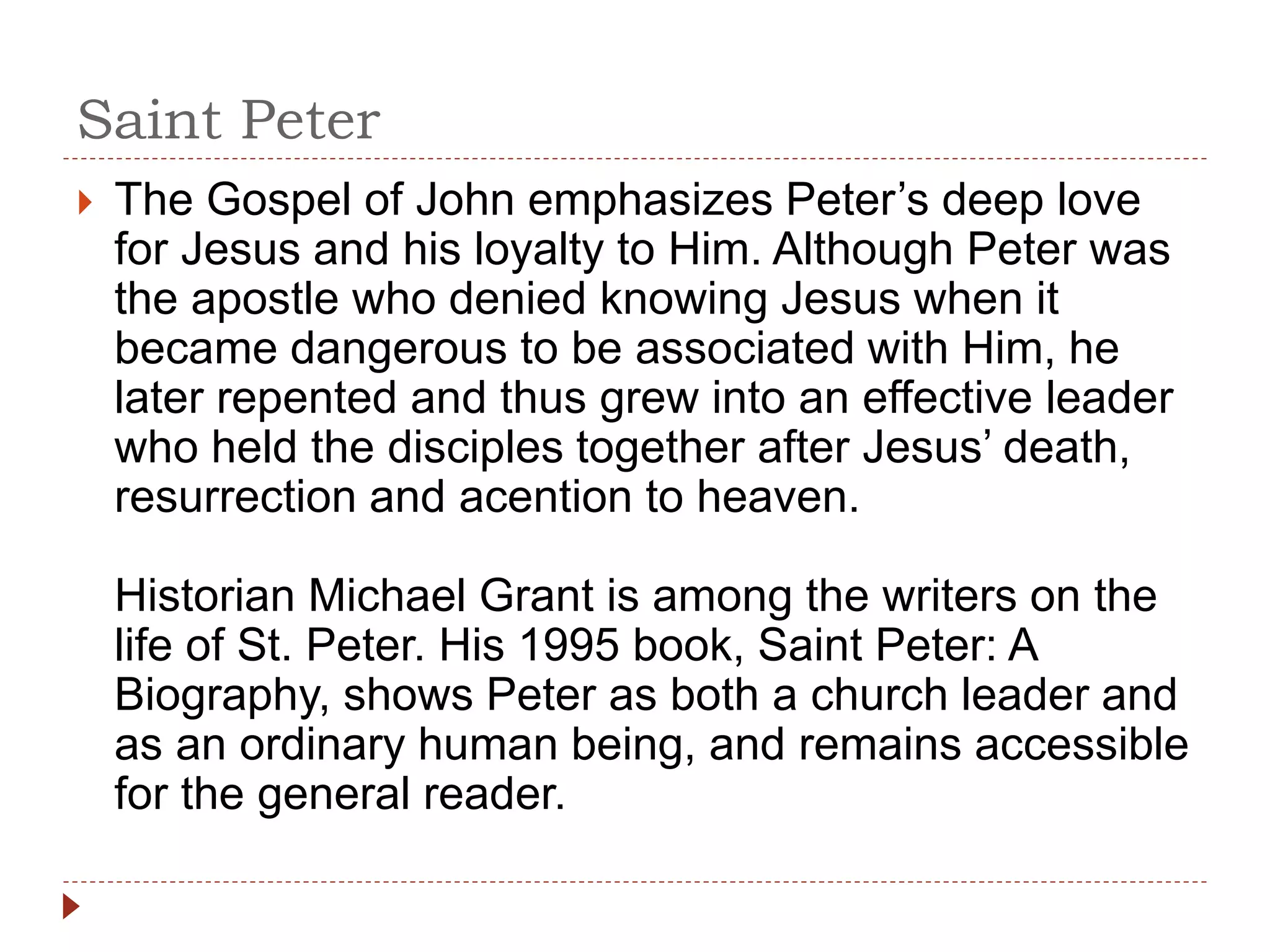 Saint Peter - Foundation and Builder of the Catholic Church | PPTX